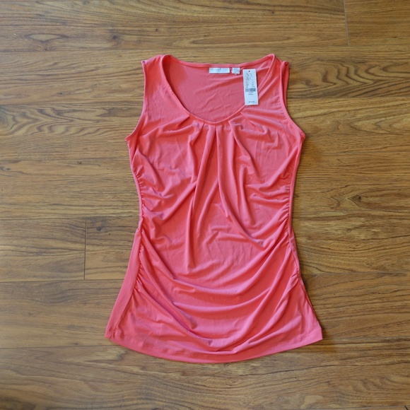 New York & Company | Tops | New York Company Melon Coral Ruched Shirred ...